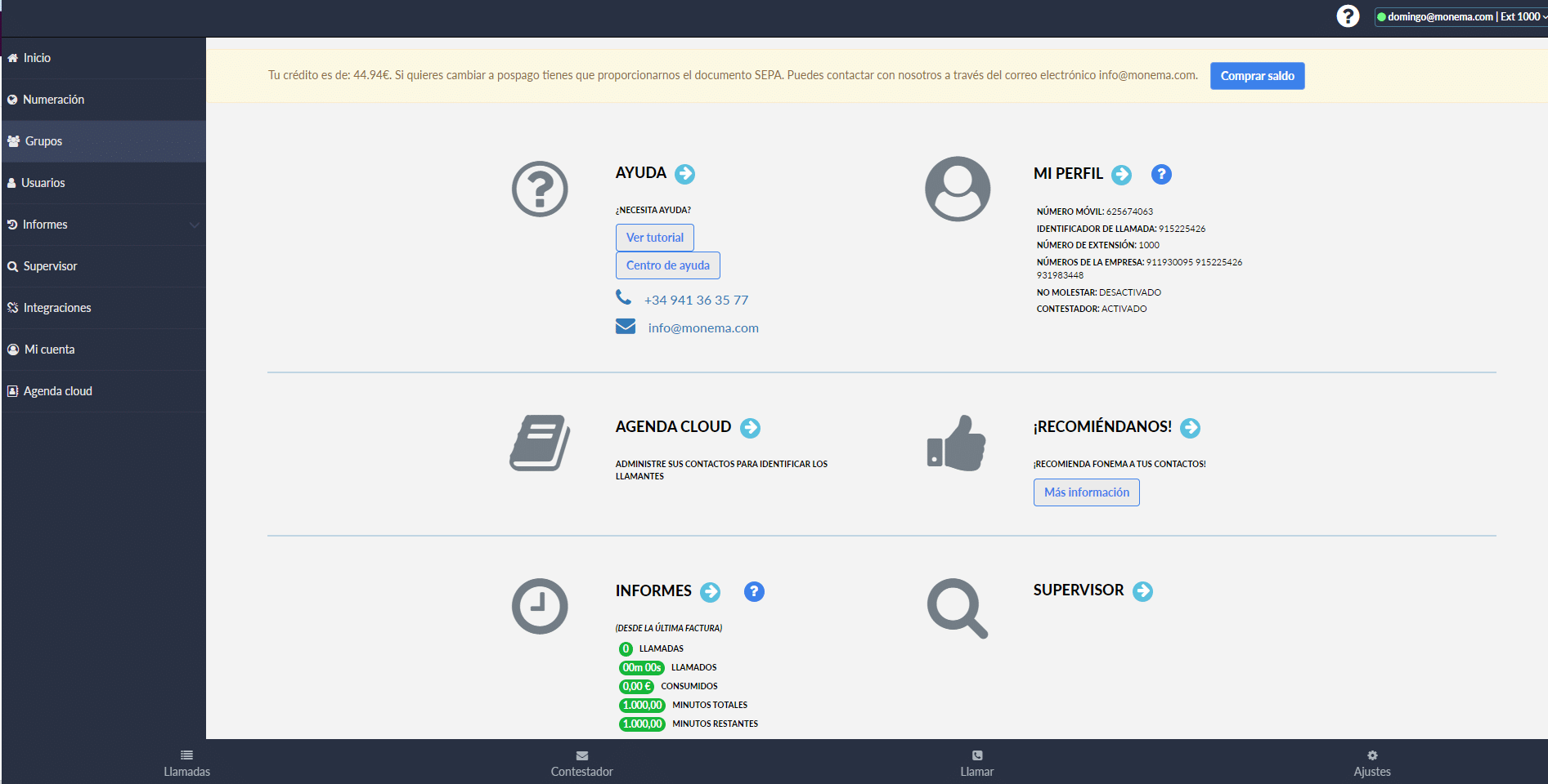 Mejoramos la usabilidad del panel de control | Monema - Centralita ...